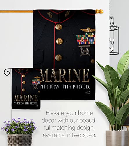 Dress Blue Marine Garden Flag - Set Mailbox Hanger Armed Forces Corps USMC Semper Fi United State American Military Veteran Retire Official - House Banner Small Yard Gift Double-Sided 13 X 18.5