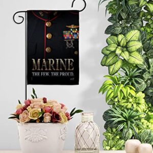 Dress Blue Marine Garden Flag - Set Mailbox Hanger Armed Forces Corps USMC Semper Fi United State American Military Veteran Retire Official - House Banner Small Yard Gift Double-Sided 13 X 18.5