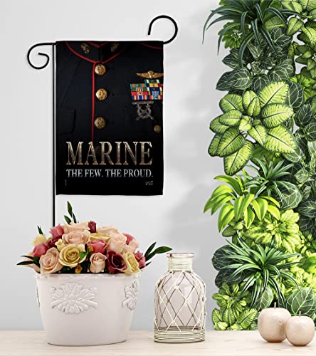 Dress Blue Marine Garden Flag - Set Mailbox Hanger Armed Forces Corps USMC Semper Fi United State American Military Veteran Retire Official - House Banner Small Yard Gift Double-Sided 13 X 18.5