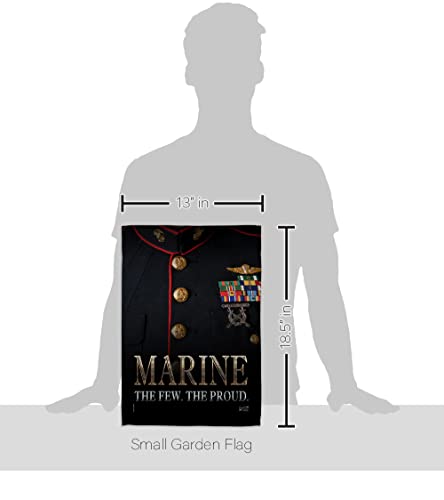 Dress Blue Marine Garden Flag - Set Mailbox Hanger Armed Forces Corps USMC Semper Fi United State American Military Veteran Retire Official - House Banner Small Yard Gift Double-Sided 13 X 18.5