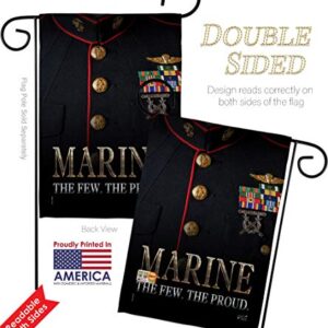 Dress Blue Marine Garden Flag - Set Mailbox Hanger Armed Forces Corps USMC Semper Fi United State American Military Veteran Retire Official - House Banner Small Yard Gift Double-Sided 13 X 18.5