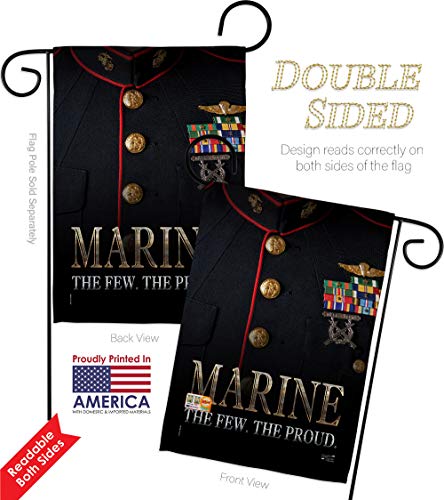 Dress Blue Marine Garden Flag - Set Mailbox Hanger Armed Forces Corps USMC Semper Fi United State American Military Veteran Retire Official - House Banner Small Yard Gift Double-Sided 13 X 18.5