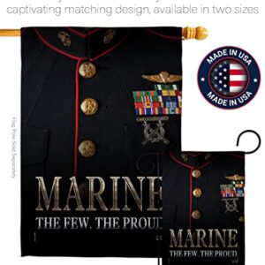 Dress Blue Marine Garden Flag - Set Mailbox Hanger Armed Forces Corps USMC Semper Fi United State American Military Veteran Retire Official - House Banner Small Yard Gift Double-Sided 13 X 18.5