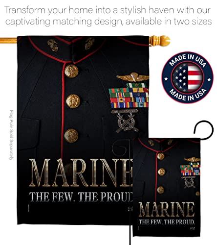 Dress Blue Marine Garden Flag - Set Mailbox Hanger Armed Forces Corps USMC Semper Fi United State American Military Veteran Retire Official - House Banner Small Yard Gift Double-Sided 13 X 18.5