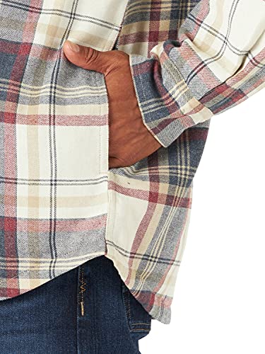 Wrangler Authentics Men's Long Sleeve Sherpa Lined Shirt Jacket, Light Beige Heather, Medium