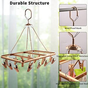 kuaguan Clothes Drying Rack Golden Clip Bra Hangers with 20 Clips Drying Clips Clothes Hangers for Drying Socks Aluminum Alloy Drying Hanger Drying Towels Underwear Bras Baby Clothes