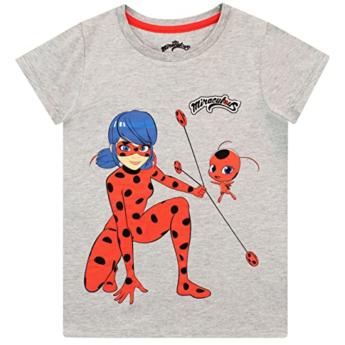 Miraculous Girls' Ladybug Top and Leggings Set 2 Piece Superhero Outfit for Kids Grey Size 6