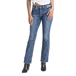 silver jeans co. women's elyse mid rise slim bootcut jeans, dark wash epx362, 29w x 31l