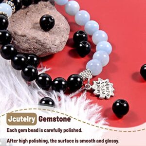 Jcutelry Gemstone Beads for Jewelry Making Kit Mixed 8mm Round Loose Stone Bead with Natural Healing Stone Pendants Resin Bear Charm Metal Spacer Bead for DIY Craft Bracelets Earring Necklace (style1)