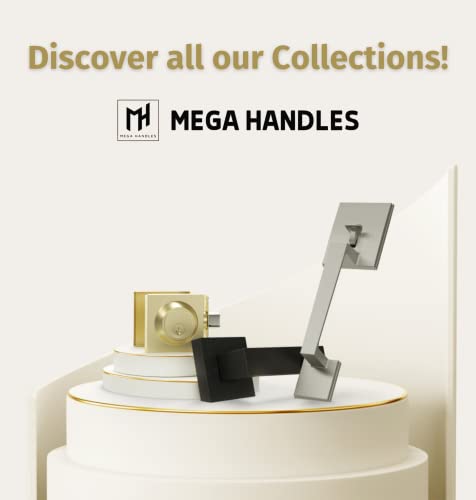 Mega Handles Entry Single I Entry Lever Door Handle and Single Cylinder Deadbolt Lock and Key Combo Pack - Heavy Duty Square Locking Lever Set for Left or Right-Handed Doors - Satin Nickel