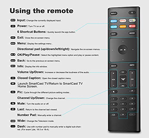 Universal Remote-Control for Vizio Smart-TV, Remote-XRT136-Replacement Compatible with LED LCD HDTV 4K UHD and More TVs …