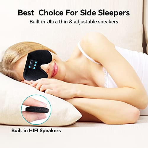 Sleep Headphones, Bluetooth 3D Sleep Eye Mask White Noise WATOTGAFER Auto Shut Off Wireless Sleeping Headphones with Ultra-Thin Stereo Speakers for Side Sleepers Insomnia Travel Nap Gifts Men Women