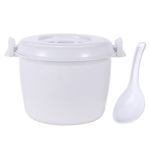 FEESHOW Food Grade Portable Microwave Rice Cooker with Rice Paddle White Medium