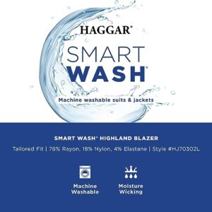 Haggar Men's Smart Wash Performance Blazer & Jackets, Black, 48-50-L