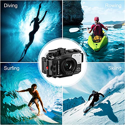 Sea frogs Waterproof Camera Housing Compatible with Olympus TG-6 IPX8 60m/196ft Maximum Diving Depth Underwater Camera Case for Diving, Surfing, Rowing, Skiing Black