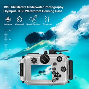 Sea frogs Waterproof Camera Housing Compatible with Olympus TG-6 IPX8 60m/196ft Maximum Diving Depth Underwater Camera Case for Diving, Surfing, Rowing, Skiing Black