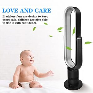 Simplelux Bladeless Tower Fan, Standing Fan, 10 Speeds Settings, 10-Hour Timing Closure, Low Noise, 39 Inches, Black