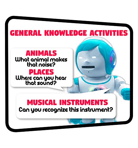 LEXIBOOK Powerman Kid - Educational and Bilingual English/Spanish Robot - Walking Talking Dancing Singing Toy - STEM Programmable Telling Creating Stories - Quizzes Shooting Discs for Kids - ROB90US