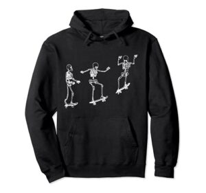 skateboarding skeleton funny skater skating aesthetic pullover hoodie