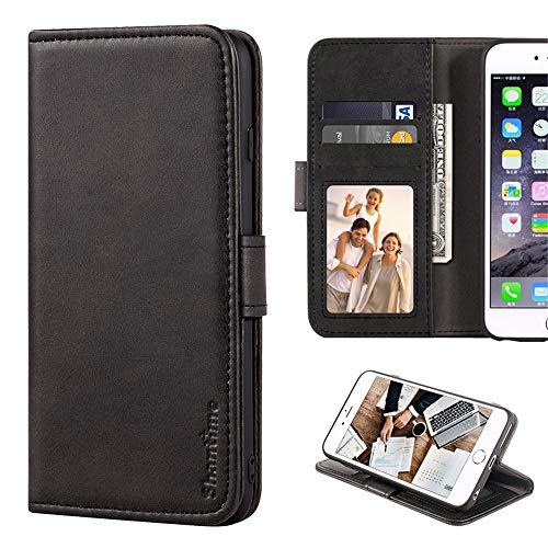 Shantime Oppo Reno 6 Pro 5G Case, Leather Wallet Case with Cash & Card Slots Soft TPU Back Cover Magnet Flip Case for Oppo Reno 6 Pro 5G Black