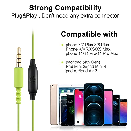 mucro Sport Running Earbuds, Wired Over Ear in-Ear Earbuds, Earhook Earphones, Headphones with Microphone for iPhone iPod Android Phone (Green)