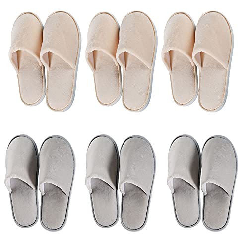 OSTADARRA 6 Pairs Spa Slippers, Non Slip Disposable For Guest, Washable Reusable, Which Can Be Used As Women Men, House, Indoor, Bathroom, Bedroom, Hotel, Bride Slippers