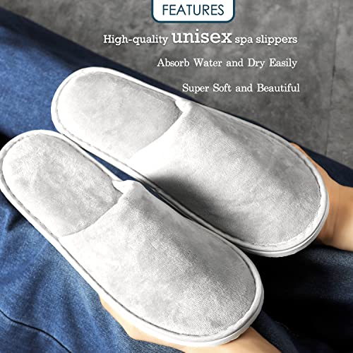 OSTADARRA 6 Pairs Spa Slippers, Non Slip Disposable For Guest, Washable Reusable, Which Can Be Used As Women Men, House, Indoor, Bathroom, Bedroom, Hotel, Bride Slippers