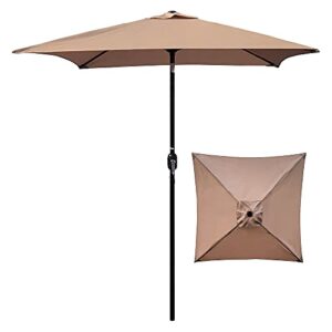 DAVEE Furniture 6.5 Ft Square Market/Patio Umbrella with Tilt and Crank, Perfect for Garden, Lawn,Deck,Backyard and Pool （Tan