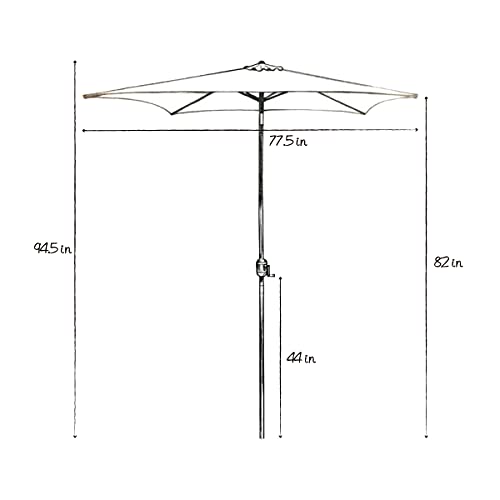 DAVEE Furniture 6.5 Ft Square Market/Patio Umbrella with Tilt and Crank, Perfect for Garden, Lawn,Deck,Backyard and Pool （Tan