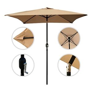 DAVEE Furniture 6.5 Ft Square Market/Patio Umbrella with Tilt and Crank, Perfect for Garden, Lawn,Deck,Backyard and Pool （Tan