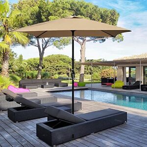 DAVEE Furniture 6.5 Ft Square Market/Patio Umbrella with Tilt and Crank, Perfect for Garden, Lawn,Deck,Backyard and Pool （Tan