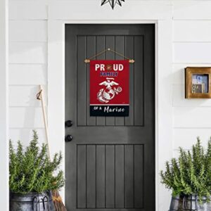 Breeze Decor Proud Family Garden Flag Set Wood Dowel Armed Forces Marine Corps USMC Semper Fi United State American Military Veteran Retire Official House Yard Gift Double-Sided, Made in USA