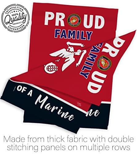 Breeze Decor Proud Family Garden Flag Set Wood Dowel Armed Forces Marine Corps USMC Semper Fi United State American Military Veteran Retire Official House Yard Gift Double-Sided, Made in USA