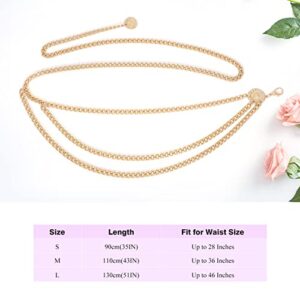 WHIPPY Sexy Bikini Beach Multilayer Metal Waist Chain Women Girls Adjustable Body Link Belts Fashion Belly Jewelry for Jeans Dresses