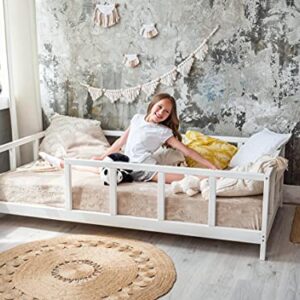 BUSYWOOD Montessori Frame Bed - Home and Bedroom Decor Furniture - Montessori Bed with Fence in Playroom - Full Size Bed Frame - Kids Bed - Toddler Bed Frame (Model 10, Bed with Legs and Slats)