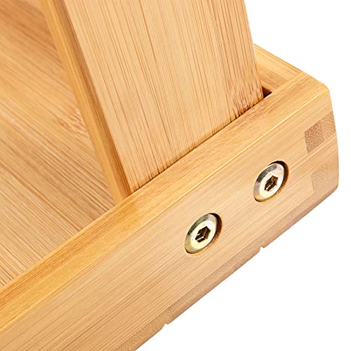 PINGEUI 2 Packs 13 Inches Bamboo Step Stool, Non-Slip Bamboo Small Seat Stool, Durable Bamboo Footrest Bench with Storage Shelf for Bathroom, Bedroom, Kitchen