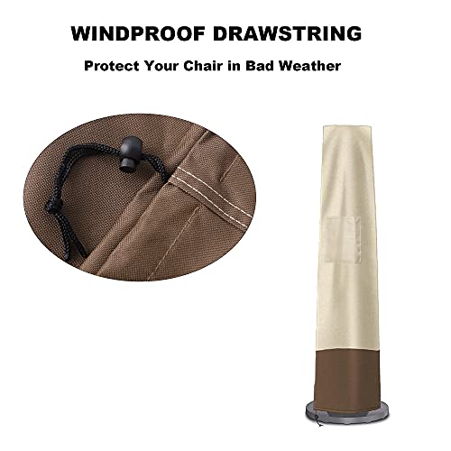 HABOPET Waterproof Tower Fan Cover Dust-proof Floor Fan Cover with Pocket Outdoor or Indoor Stand up Fan cover Khaki & Brown