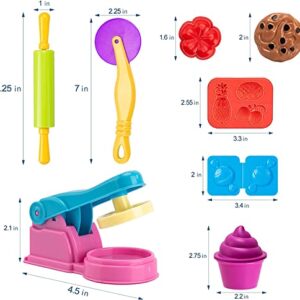 Dough Tools for Kids, 40Pcs Dough Kitchen Creations Set Includes Accessories Molds Scissors Rolling Pin with Storage Bag, Party Pack Dough Toys for Kids Toddlers Boys Girls