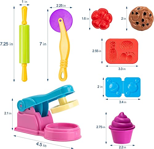 Dough Tools for Kids, 40Pcs Dough Kitchen Creations Set Includes Accessories Molds Scissors Rolling Pin with Storage Bag, Party Pack Dough Toys for Kids Toddlers Boys Girls