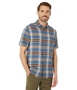 pendleton men's short sleeve linen shirt, blue mirage/angora plaid, small