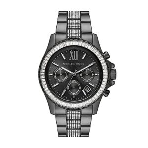 michael kors women's everest quartz watch with stainless steel strap, gunmetal, 22 (model: mk6974)