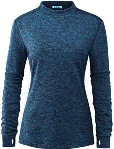 fulbelle thermal fleece long sleeve workout shirts women,thumbhole fall fashion winter outdoor running casual blouses exercise sweatshirts athletic performance sweater pullover dark blue small