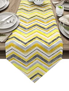 big buy store table runner geometric chevron zig zag stripe cotton line table covers for dinner kitchen wedding indoor and outdoor parties nordic design yellow table setting decor -13 x 36 inch