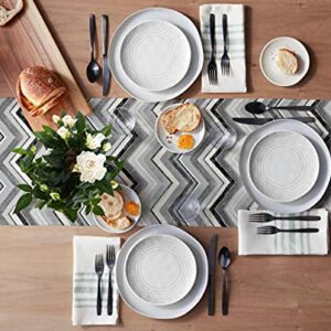 Big buy store Table Runner Gray Wave Striped Zig Zag Chevron Cotton Line Table Covers for Dinner Kitchen Wedding Indoor and Outdoor Parties Nordic Style Table Setting Decor -13 x 36 inch