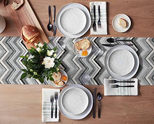 Big buy store Table Runner Gray Wave Striped Zig Zag Chevron Cotton Line Table Covers for Dinner Kitchen Wedding Indoor and Outdoor Parties Nordic Style Table Setting Decor -13 x 36 inch