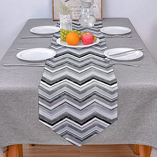 Big buy store Table Runner Gray Wave Striped Zig Zag Chevron Cotton Line Table Covers for Dinner Kitchen Wedding Indoor and Outdoor Parties Nordic Style Table Setting Decor -13 x 36 inch