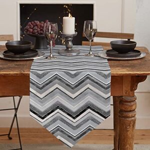 Big buy store Table Runner Gray Wave Striped Zig Zag Chevron Cotton Line Table Covers for Dinner Kitchen Wedding Indoor and Outdoor Parties Nordic Style Table Setting Decor -13 x 36 inch