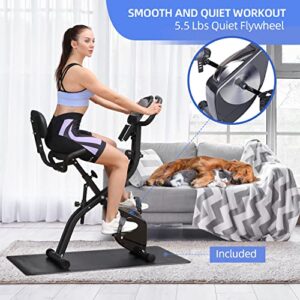 Foldable Exercise Bike, Sportneer 2023 New Version 3 in 1 Resistance Stationary Bike with 16 Level Magnetic, Indoor Cycling Bike with PVC Floor Mat, Folding Workout Bike, Versatile LCD Screen, Heart Rate Grip