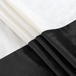 Victree Color Block Velvet Curtains for Bedroom, Patchwork Blackout Curtains 52 x 84 inch Length - Room Darkening Sun Light Blocking Grommet Window Drapes for Living Room, 2 Panels, Black and White