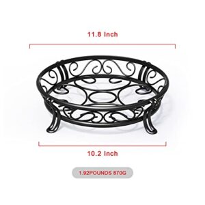 Yimobra Metal Plant Stand for Outdoor Indoor, Heavy Duty Flower Pots Holder Rustproof Wrought Iron Planter Stands Garden Round Supports Rack for Planter 11.8 Inches, Bronze Black